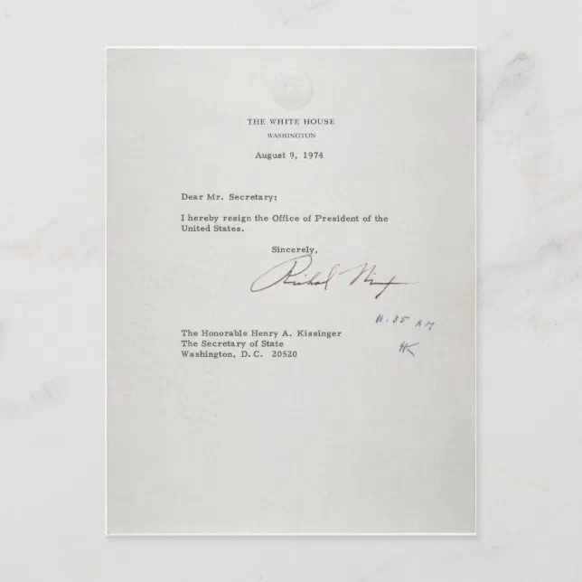 President Richard M. Nixon Resignation Letter Postcard | Zazzle