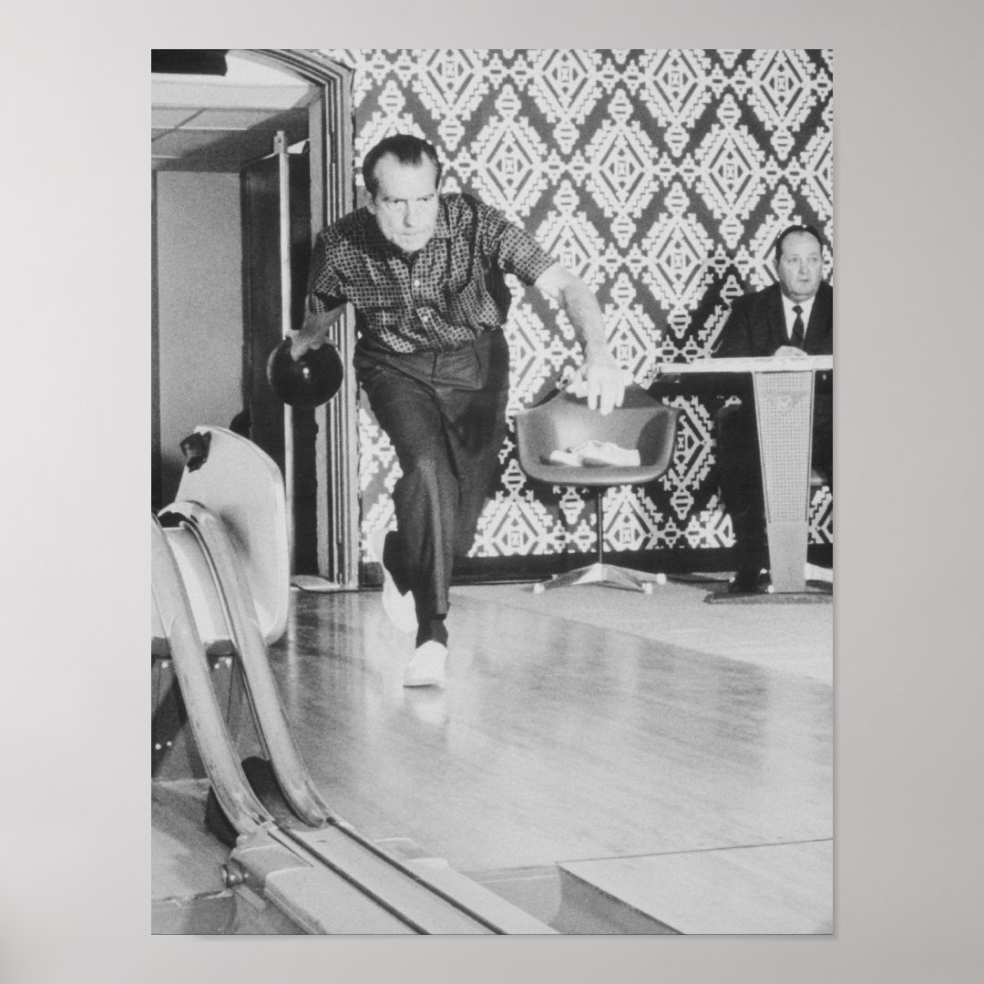 President Richard Nixon Bowling At The White House Poster | Zazzle