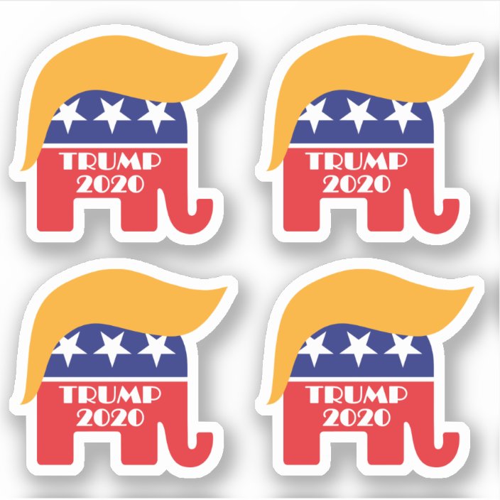 President Trump 2020 GOP Republican Elephant Hair Sticker | Zazzle.com