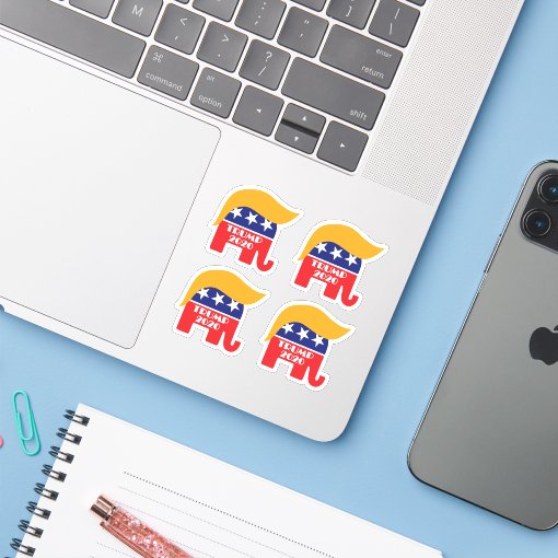 President Trump 2020 GOP Republican Elephant Hair Sticker | Zazzle