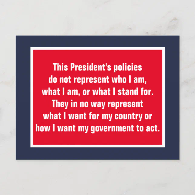 President Trump Does Not Represent Me Postcard | Zazzle