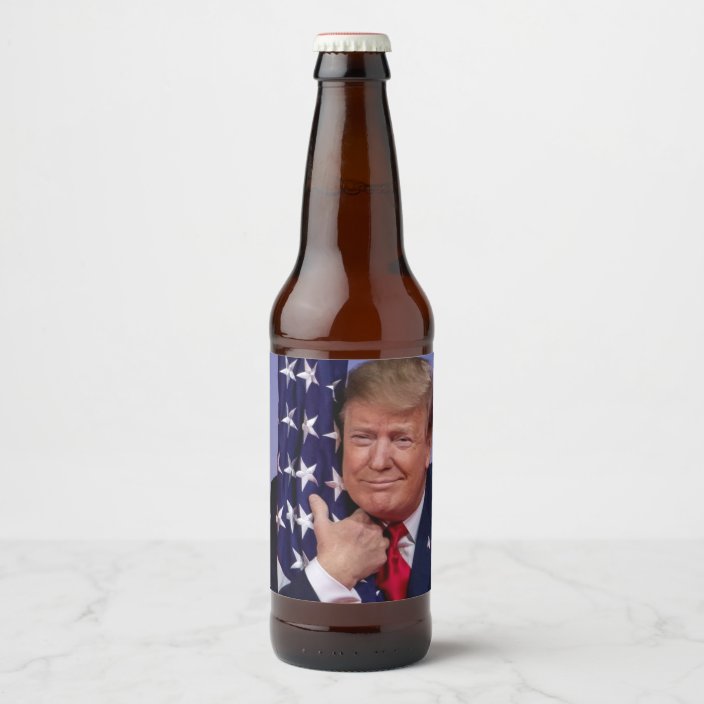 President Trump Hugging the Flag Beer Bottle Label | Zazzle.com