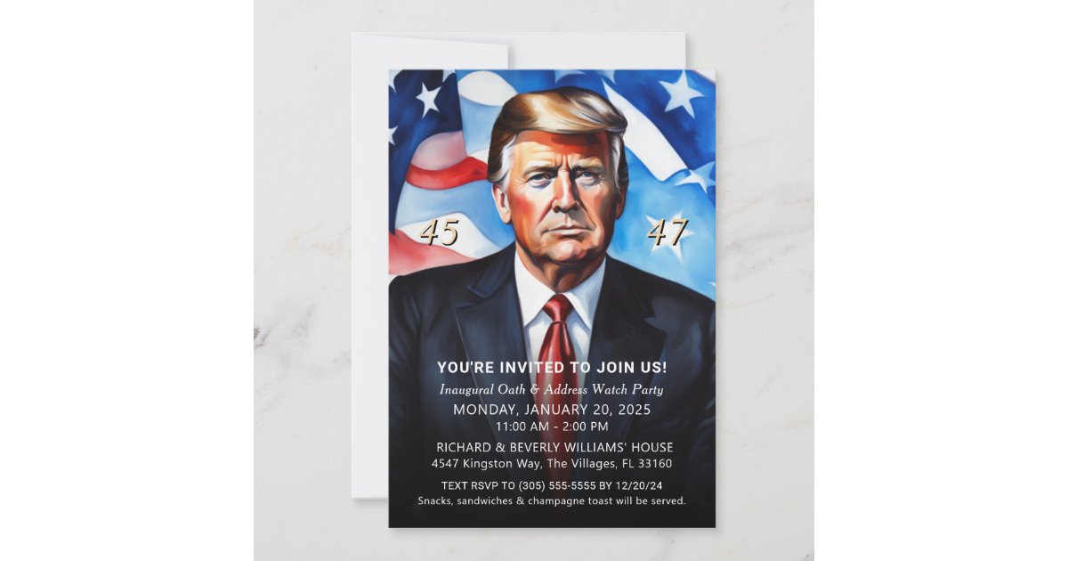 President Trump Inauguration Watch Party Invitation | Zazzle