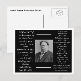 President William H Taft Postcard | Zazzle