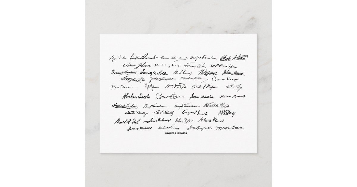 Presidential Signatures (United States Presidents) Postcard | Zazzle