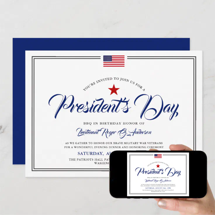 Presidents' Day Themed Patriotic Birthday Party Invitation | Zazzle