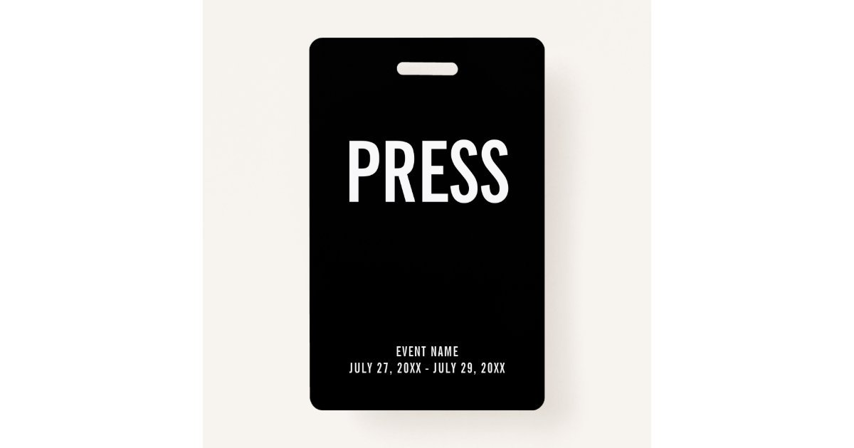 Press All Access Pass Event ID Badge | Zazzle