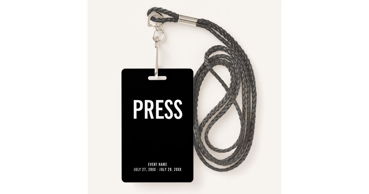 Press All Access Pass Event ID Badge | Zazzle