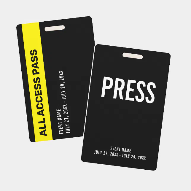 Press All Access Pass Event ID Badge | Zazzle