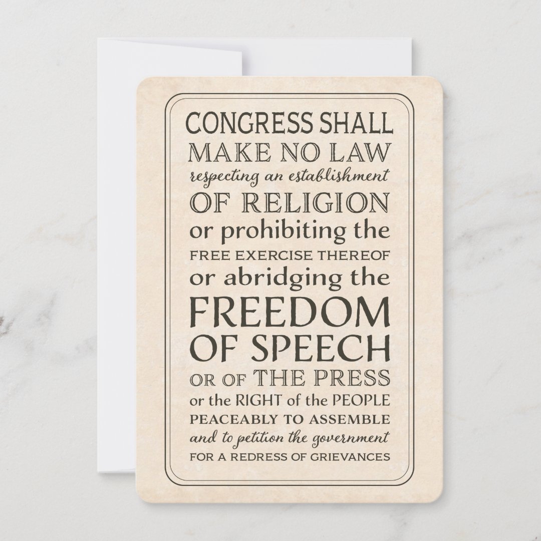 Press Freedom - First Amendment Text Invitation | Zazzle
