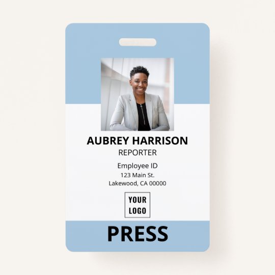 Press Simple Corporate Photo ID Badge | Zazzle.com
