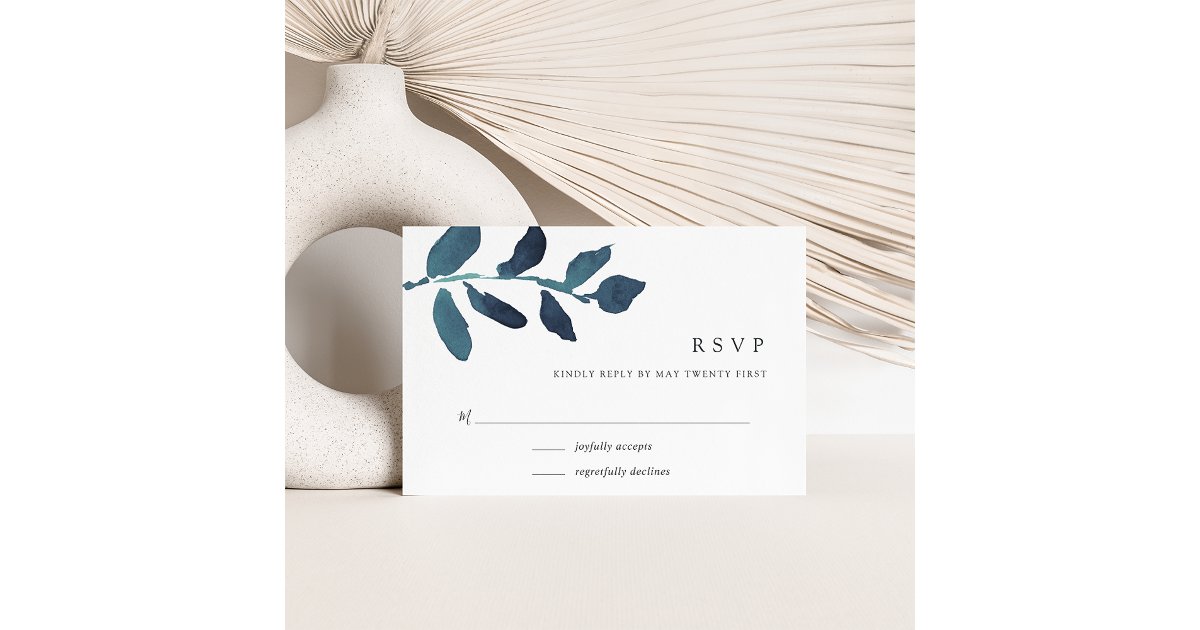 Pressed Botanical RSVP Card | Ultramarine | Zazzle