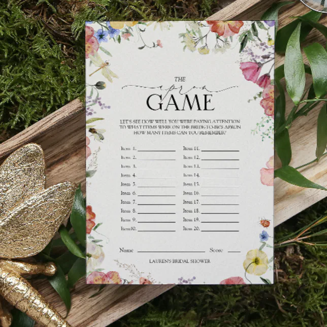 Pressed Floral The Apron Game Bridal Shower Game | Zazzle
