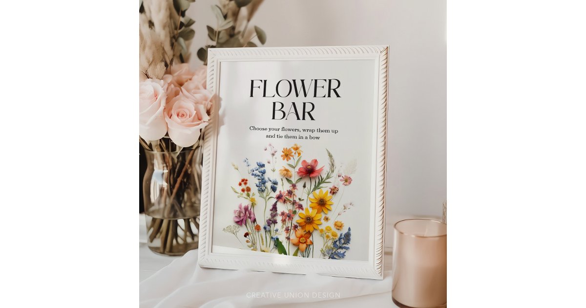 Pressed Flowers Wildflower Flower Bar Sign | Zazzle