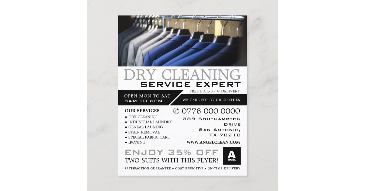 Pressed Suits, Dry Cleaners, Cleaning Advertising Flyer | Zazzle
