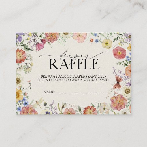Pressed Wildflower Baby Shower Diaper Raffle Enclosure Card | Zazzle