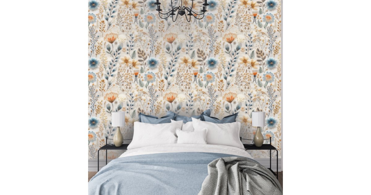 Pressed Wildflower Boho Botanical Wallpaper | Zazzle