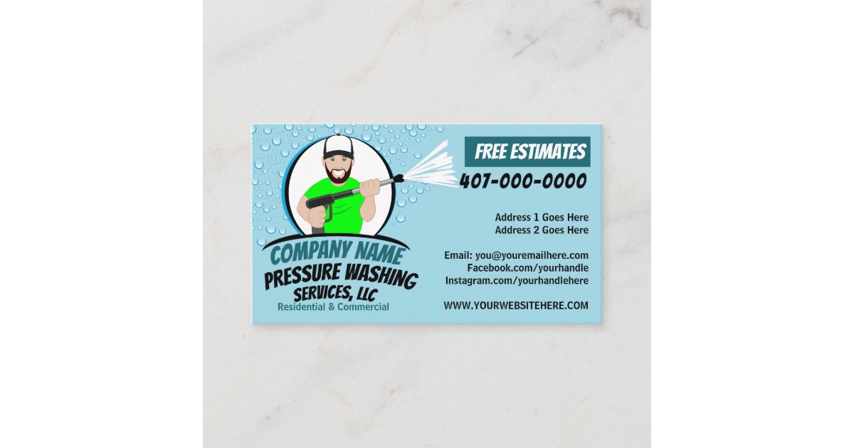 Pressure Power Washing & Cleaning Customizable Business Card | Zazzle