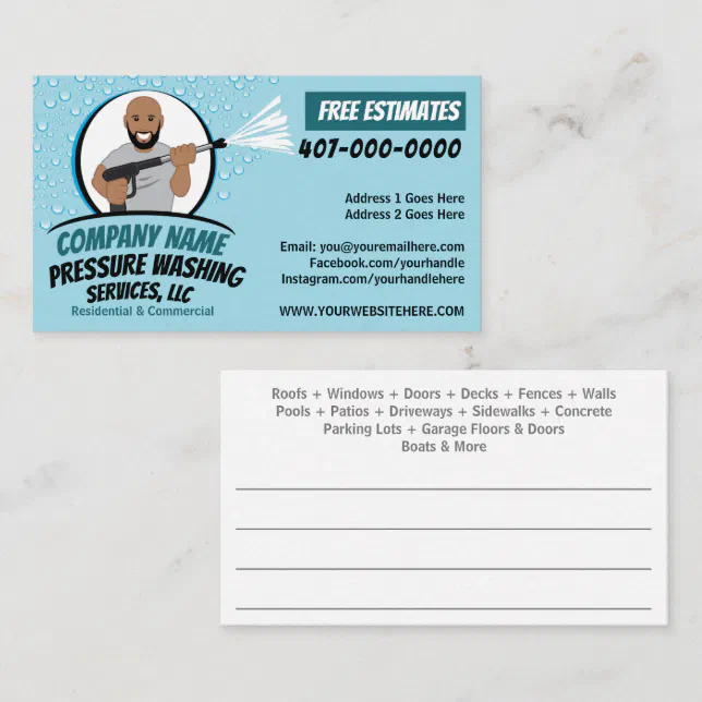 Pressure Power Washing & Cleaning Customizable Business Card | Zazzle