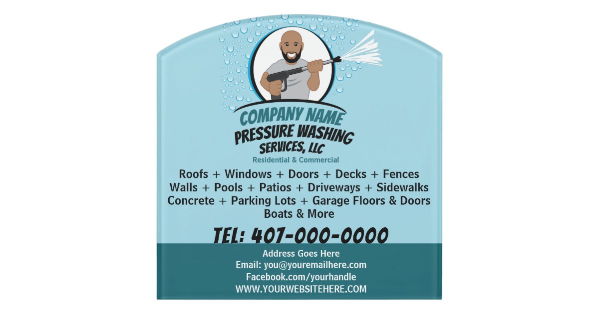 Pressure Power Washing & Cleaning Customizable Door Sign | Zazzle