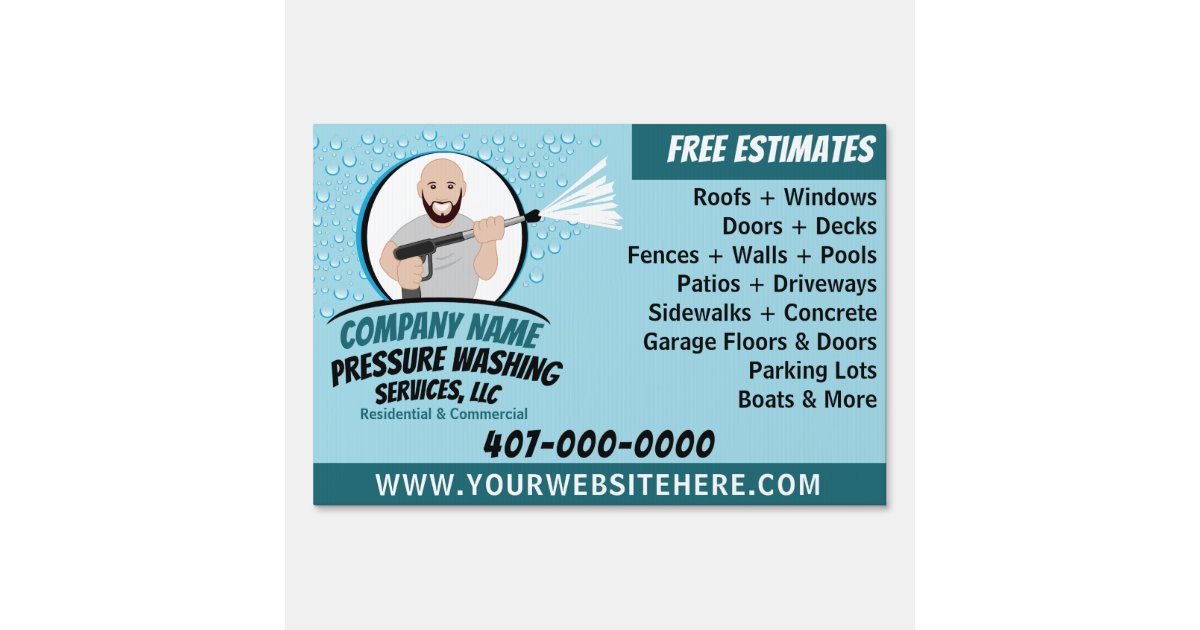 Pressure Power Washing & Cleaning Customizable Sig Sign | Zazzle