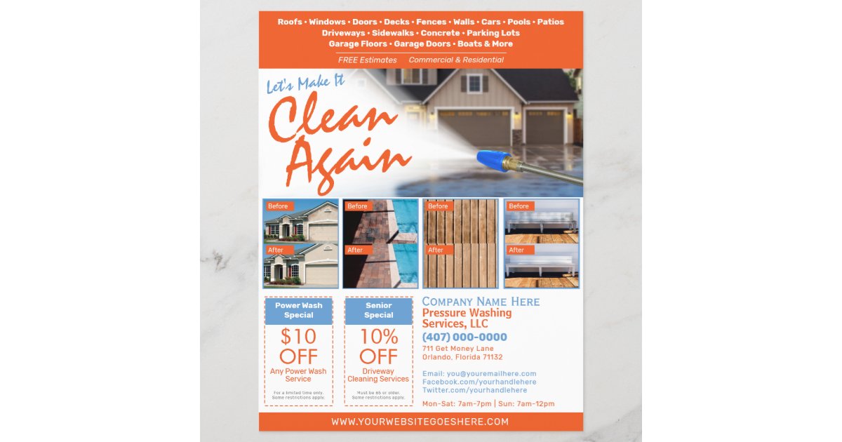 Pressure Power Washing Flyer EDDM Template | Zazzle