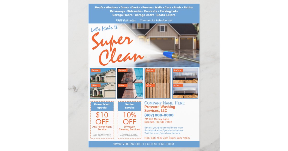 Pressure Power Washing Flyer EDDM Template | Zazzle