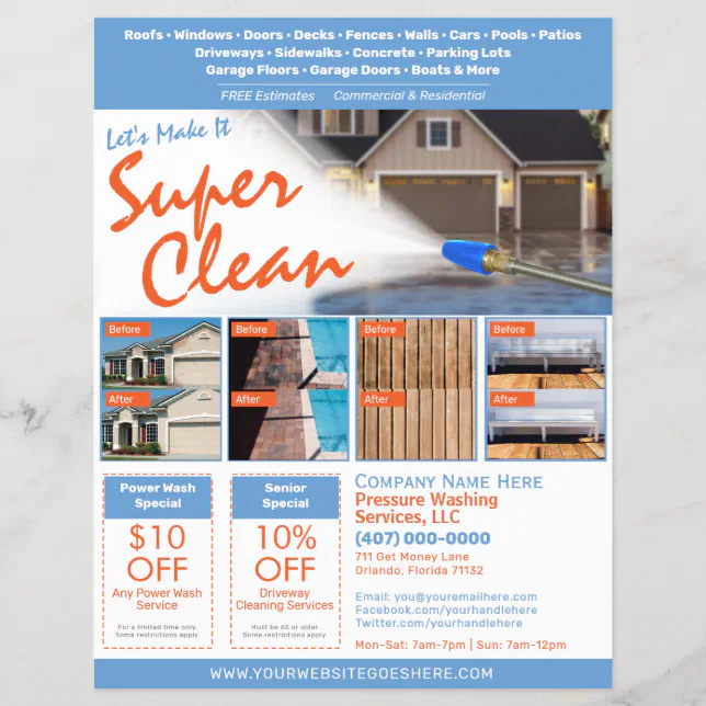 Pressure Power Washing Flyer EDDM Template | Zazzle