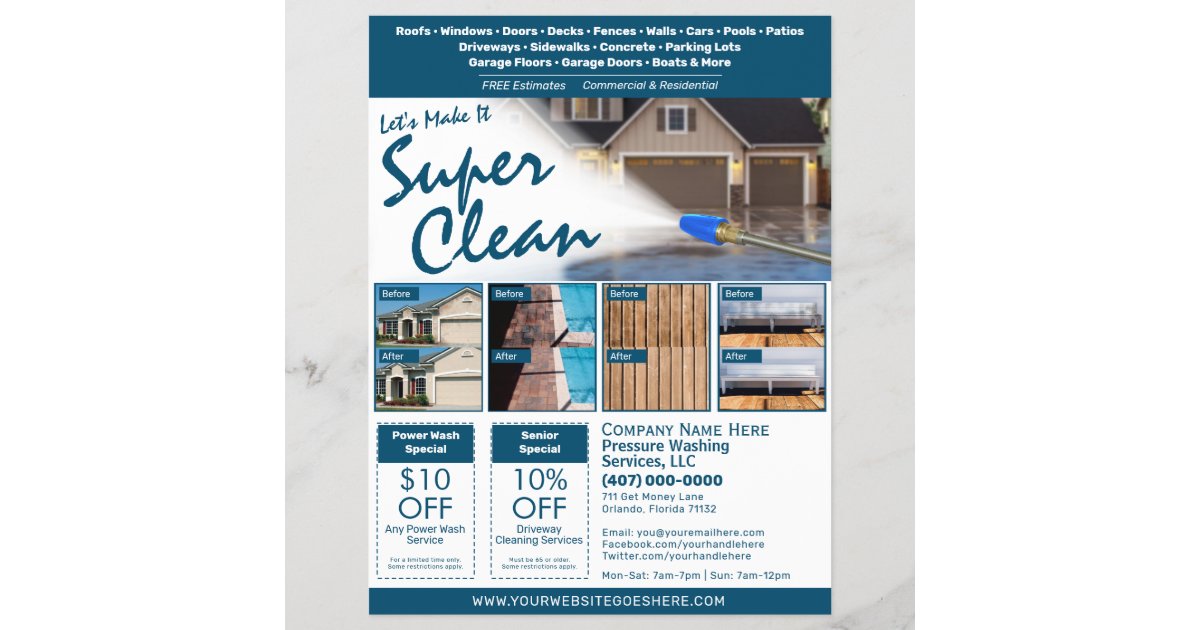 Pressure Power Washing Flyer EDDM Template | Zazzle