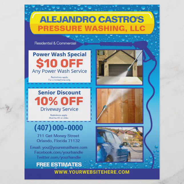 Pressure Power Washing Flyer Full Page Template | Zazzle