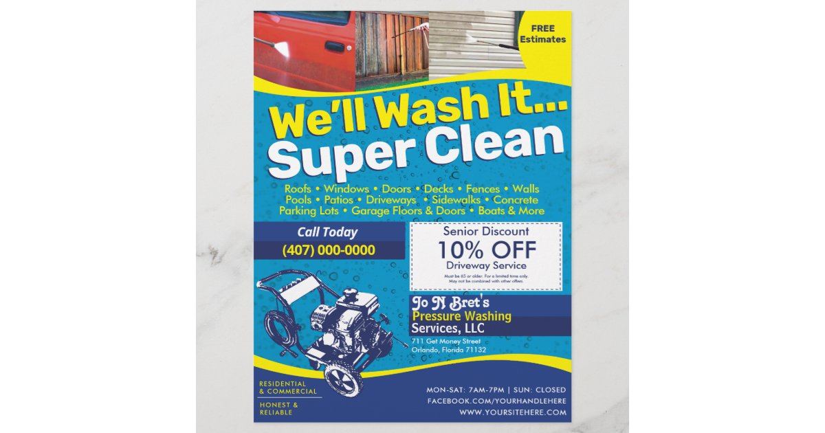 Pressure Power Washing Flyer Template | Zazzle