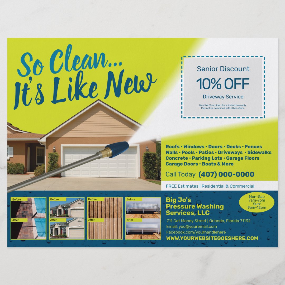 Pressure Power Washing Flyer Template | Zazzle