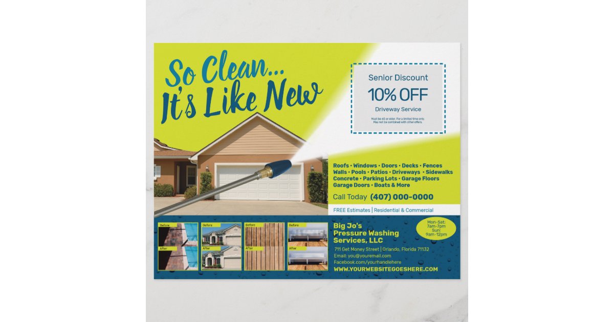 Pressure Power Washing Flyer Template | Zazzle