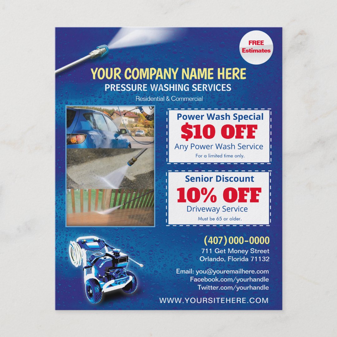 Pressure Power Washing Flyer Template | Zazzle