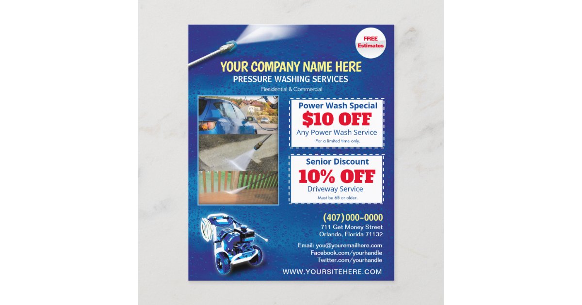 Pressure Power Washing Flyer Template | Zazzle