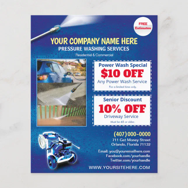 Pressure Power Washing Flyer Template | Zazzle