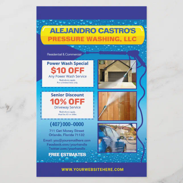 Pressure Power Washing Half Page Flyer Template | Zazzle