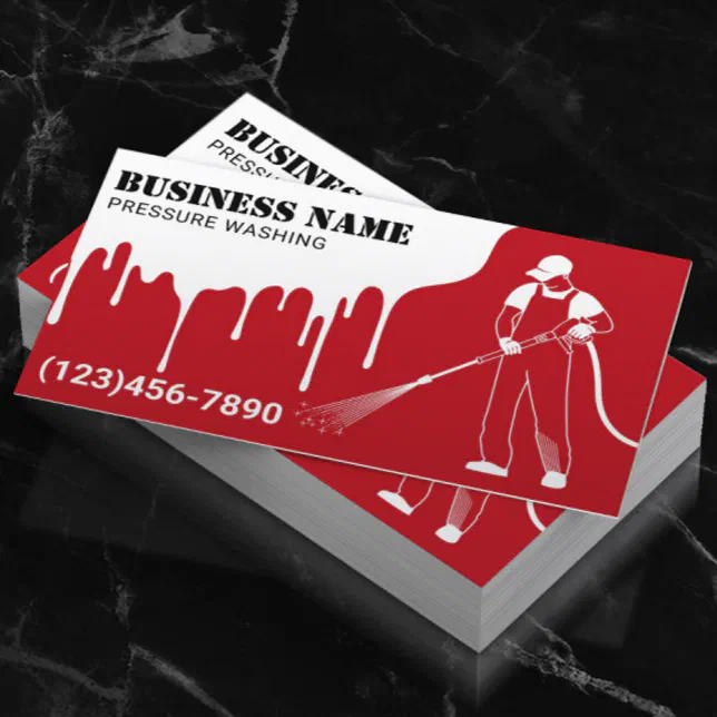 Pressure Power Washing Red Professional Cleaning Business Card | Zazzle