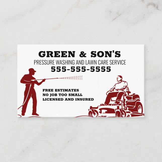 Pressure washing and Lawn Care Business Card | Zazzle