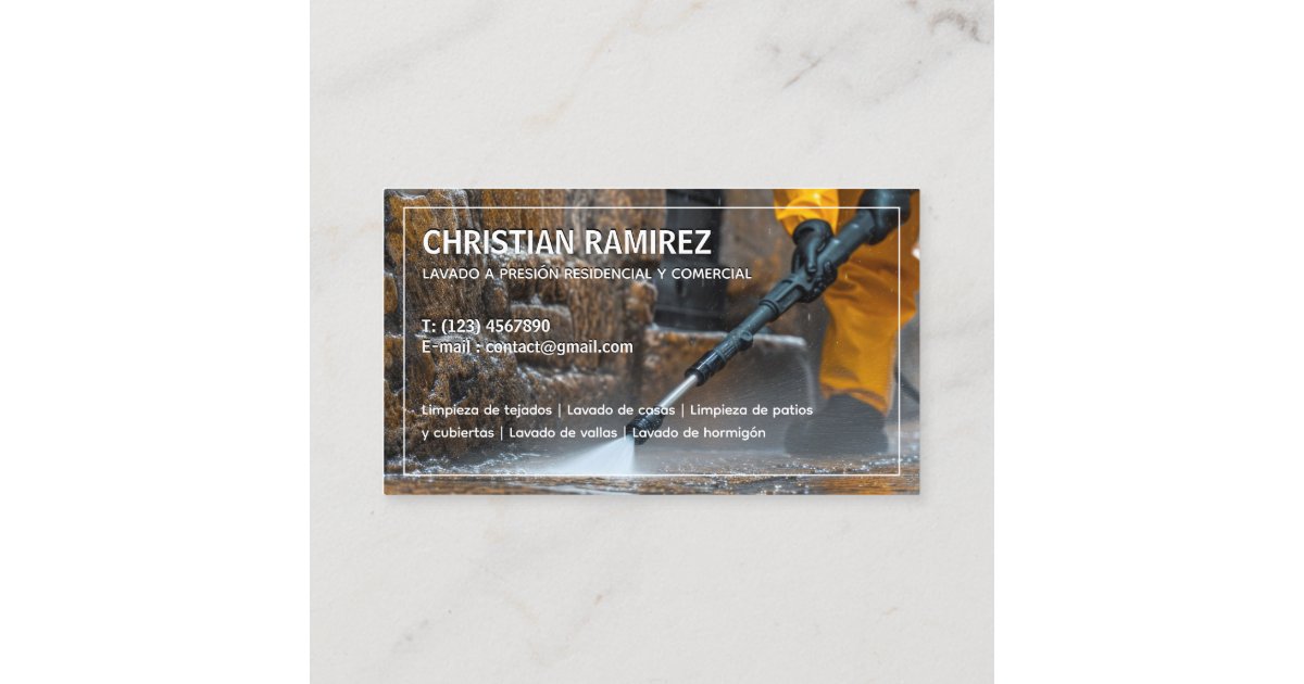 Pressure Washing Bilingual Spanish Business Card | Zazzle