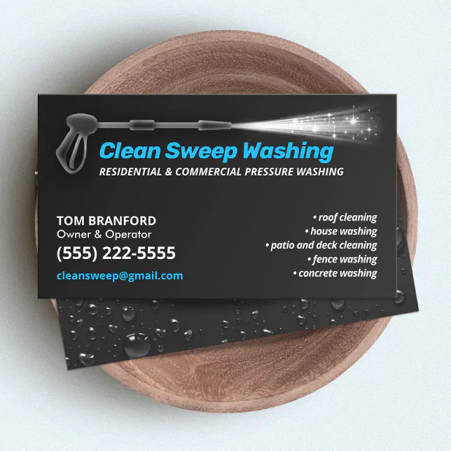 Pressure Washing Black Power Wash Cleaner Business Card | Zazzle