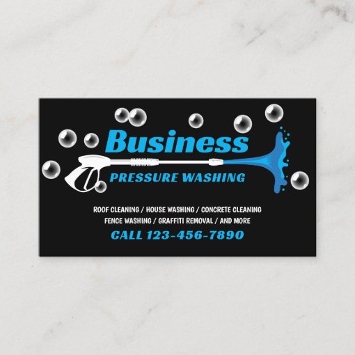 Pressure Washing Black Power Washer House Cleaning Business Card | Zazzle