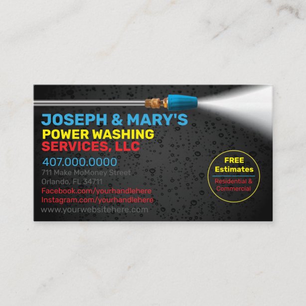 Pressure Washing Business Cards - Business Card Printing | Zazzle