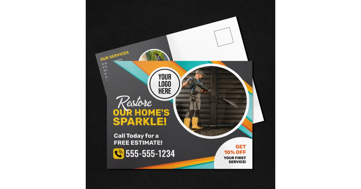 Pressure Washing House Cleaning Power Wash Service Postcard | Zazzle