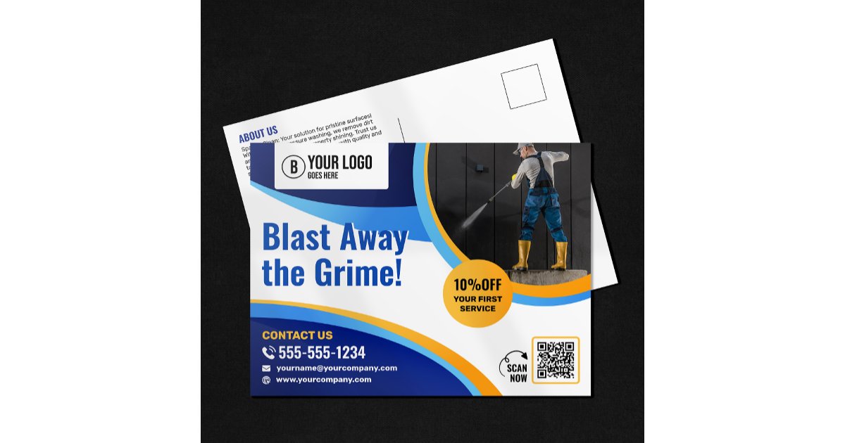 Pressure Washing House Window Cleaning Power Wash Postcard | Zazzle