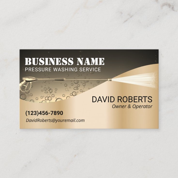 Pressure Washing Modern Gold Power Wash Cleaning Business Card | Zazzle