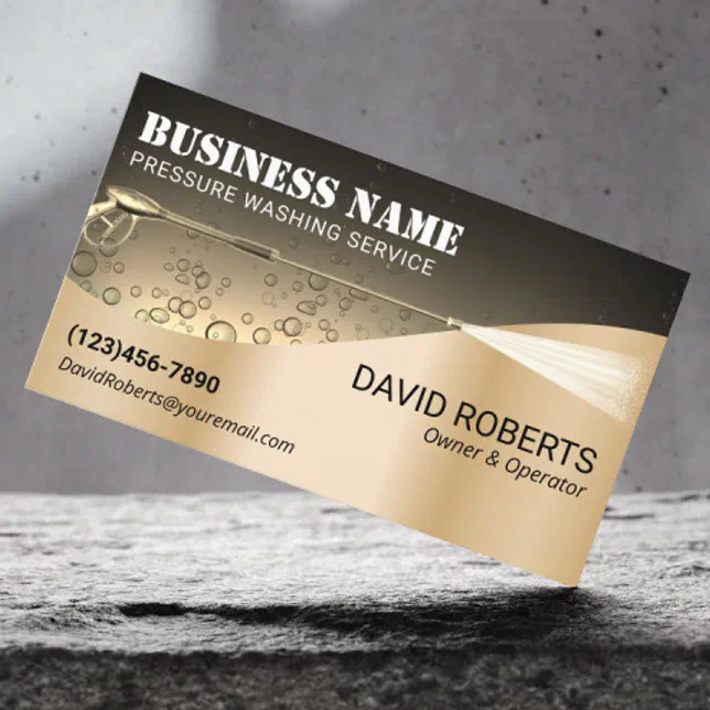 Pressure Washing Modern Gold Power Wash Cleaning Business Card | Zazzle