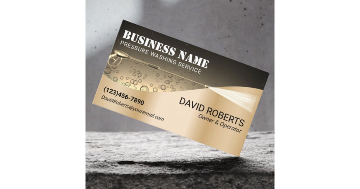 Pressure Washing Modern Gold Power Wash Cleaning Business Card | Zazzle