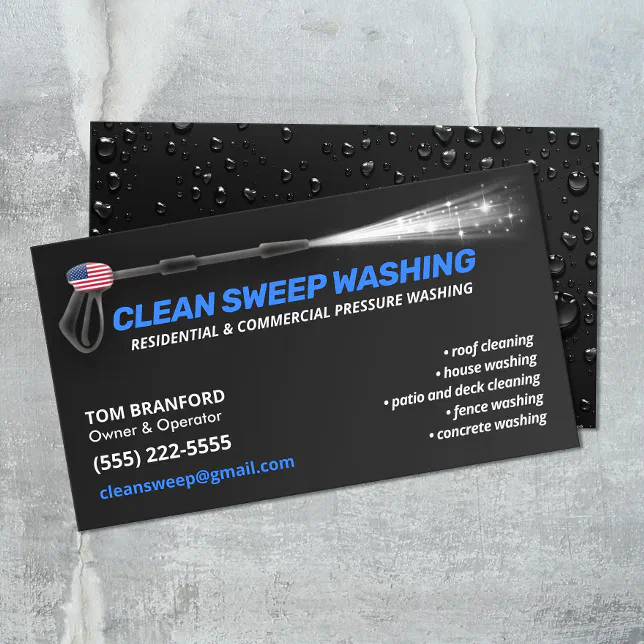 Pressure Washing Patriotic Power Wash Cleaner Business Card | Zazzle