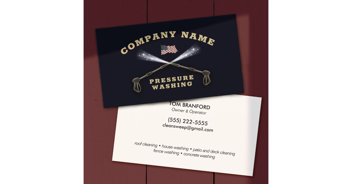 Pressure Washing Patriotic Power Washing Business Card | Zazzle